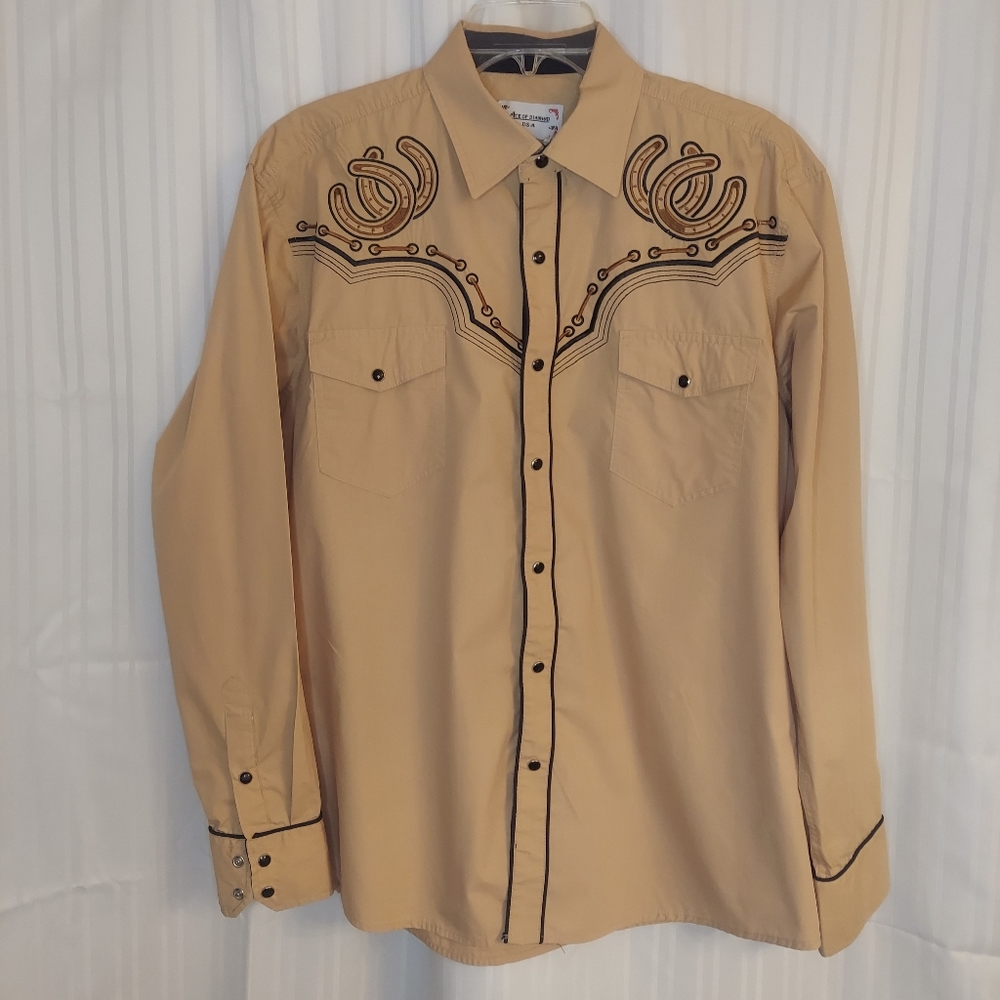 Ace Of Diamonds Western Rodeo Snap Button Shirt Embro… - Gem